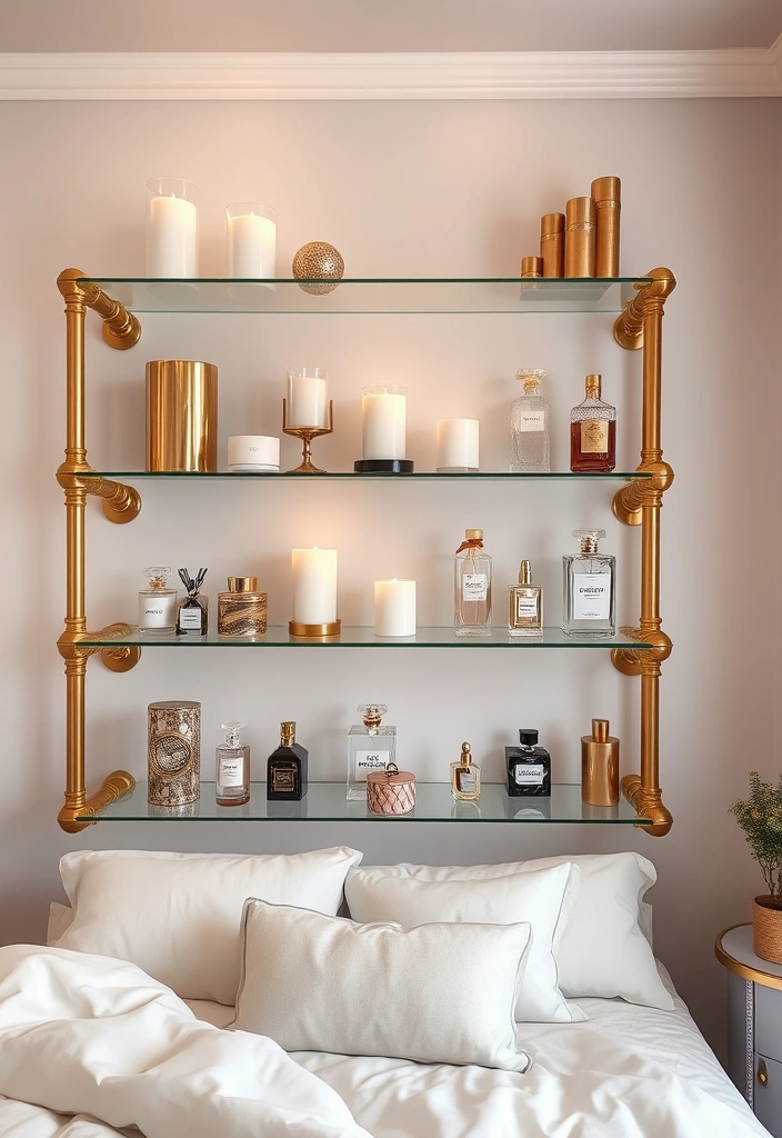 17-Chic-Gold-Industrial-Pipe-Shelves-to-Revamp-Your-Bedroom-Youll-Love ...