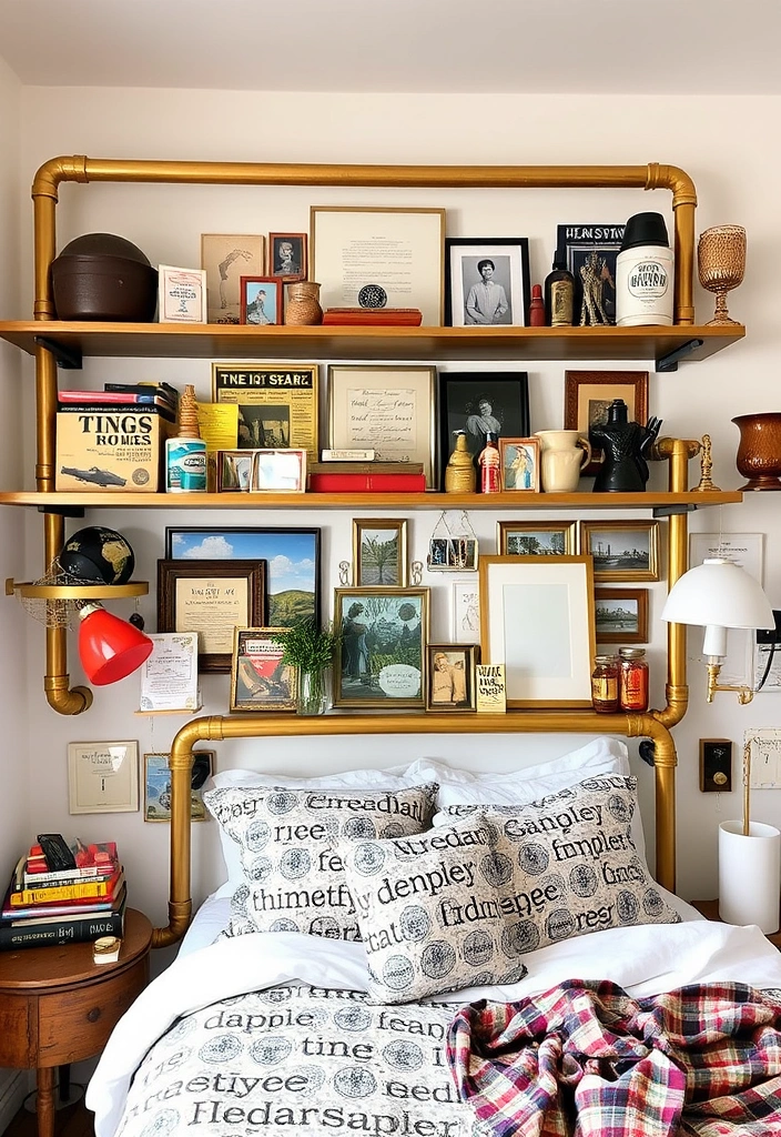 17-Chic-Gold-Industrial-Pipe-Shelves-to-Revamp-Your-Bedroom-Youll-Love ...